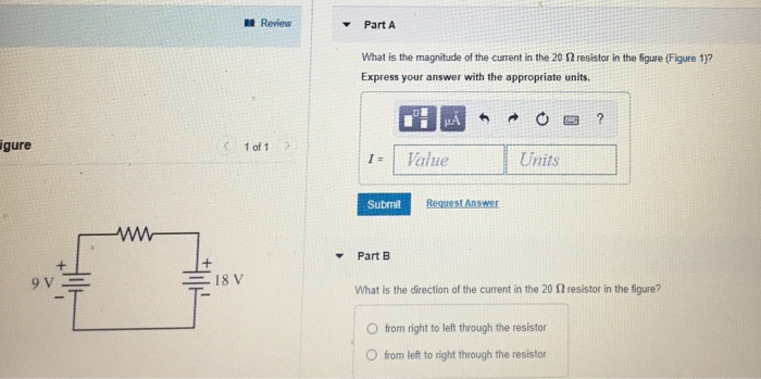 Solved Review Part A What is the magnitude of the current in | Chegg.com