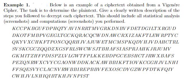 Solved Example 1. Below is an example of a ciphertext | Chegg.com
