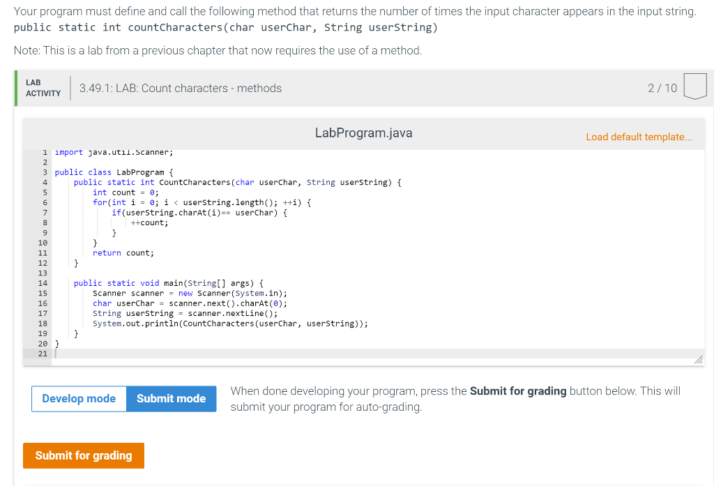 Solved Help Fix My Code Java 3 49 Lab Count Characters