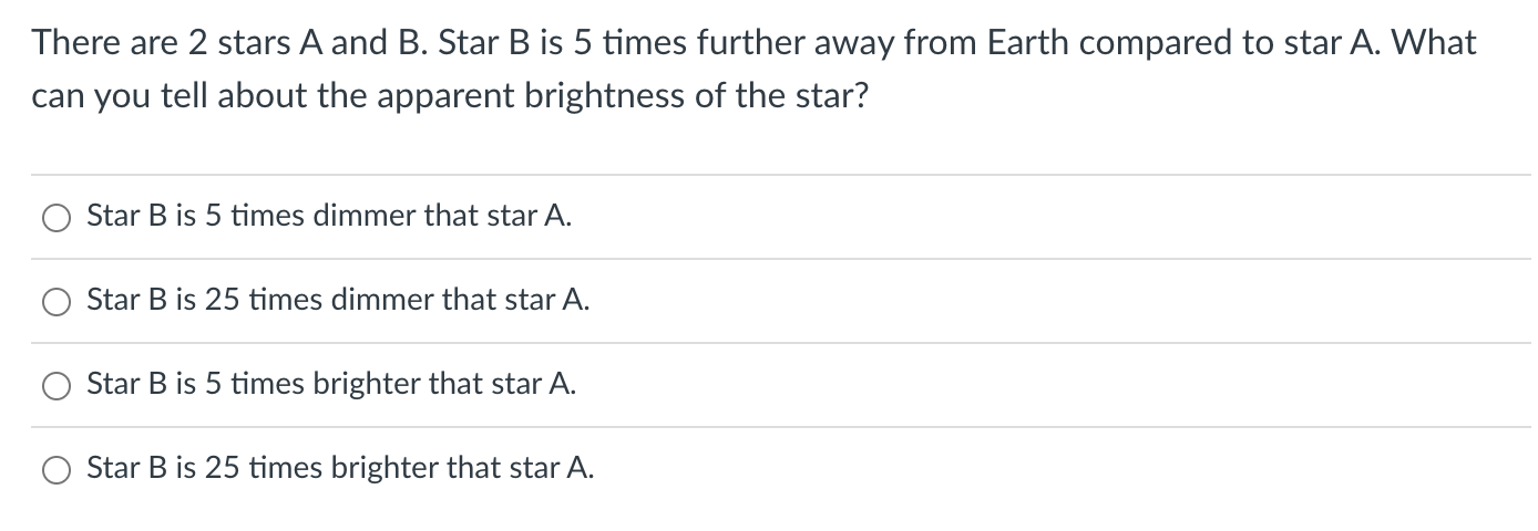 Solved There are 2 stars A and B. Star B is 5 times further | Chegg.com