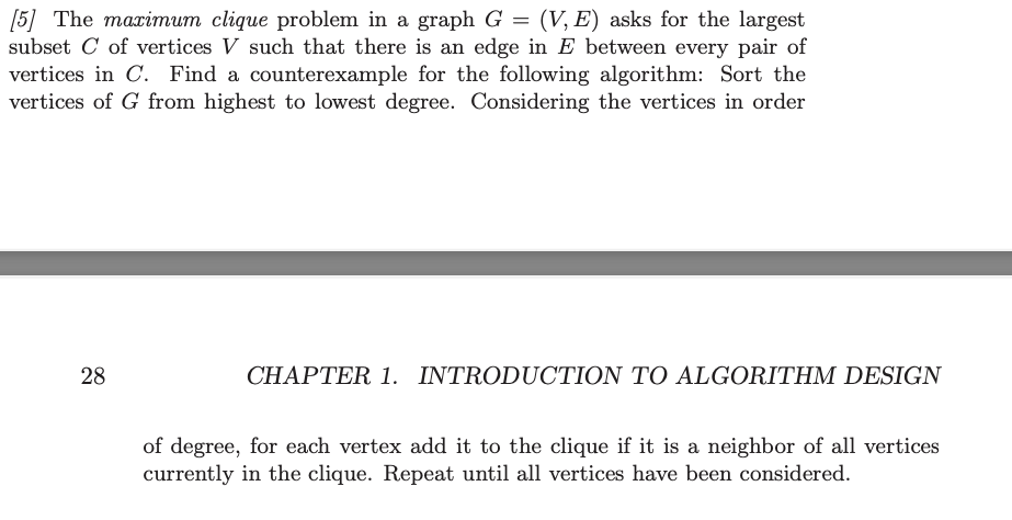 Solved 5 The Maximum Clique Problem In A Graph Gve 
