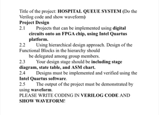 Solved Title of the project: HOSPITAL QUEUE SYSTEM (Do the | Chegg.com