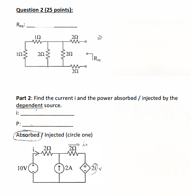 Solved Part 2: Find the current i and the power absorbed / | Chegg.com