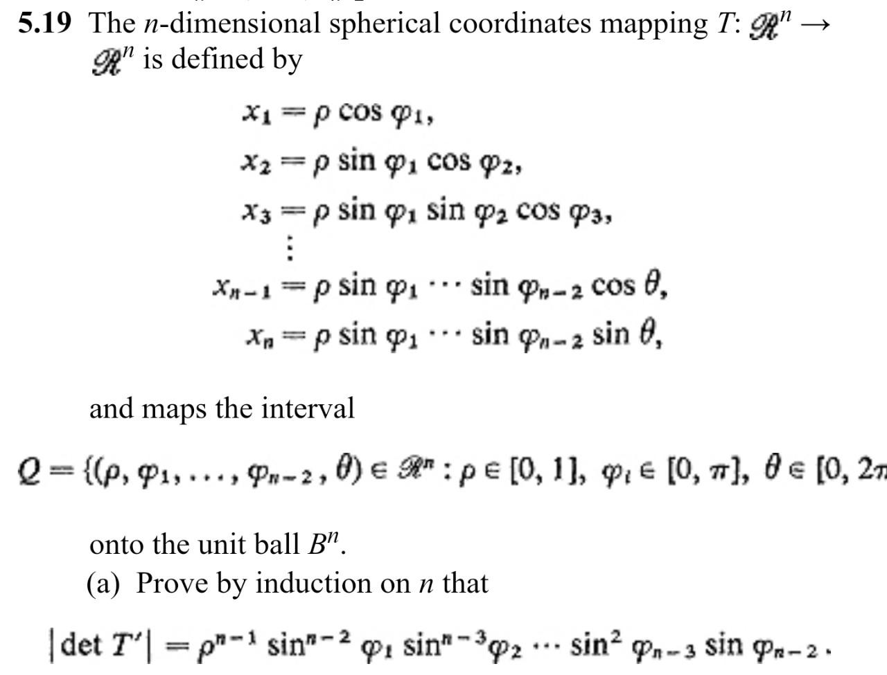 5.19 The n-dimensional spherical coordinates mapping | Chegg.com