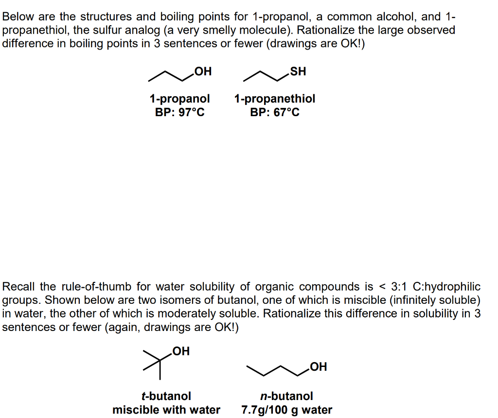 Solved Below are the structures and boiling points for | Chegg.com