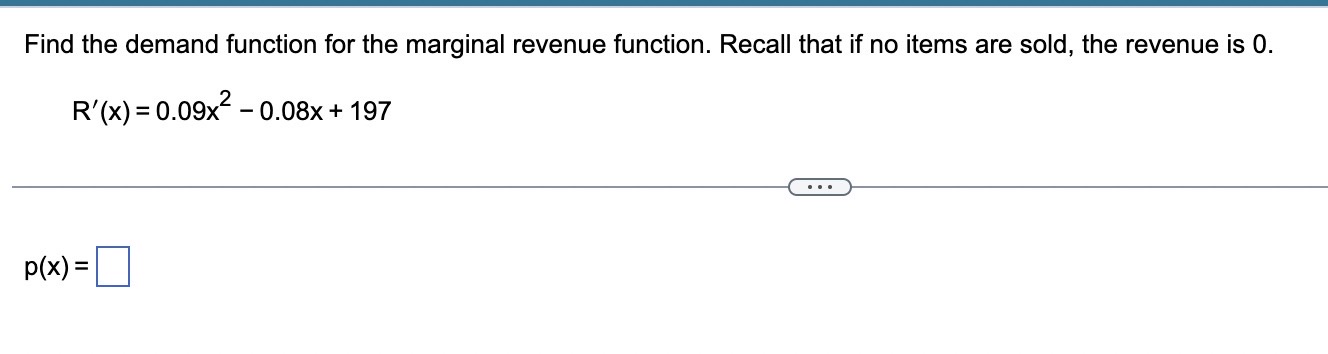 Solved Find the demand function for the marginal revenue | Chegg.com