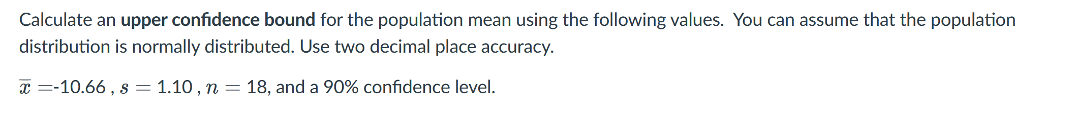 Solved Calculate an upper confidence bound for the | Chegg.com