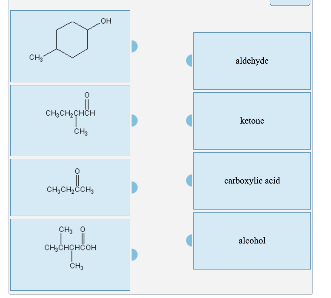 Solved Clear All CH3CHÖCHCH3 CH3 CH3 aldehyde CH3CH2CHCH | Chegg.com