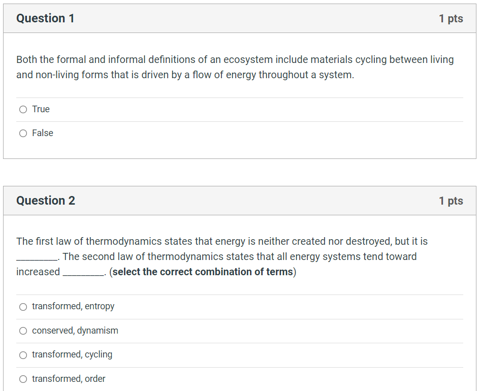 Solved Question 1 1 pts Both the formal and informal | Chegg.com