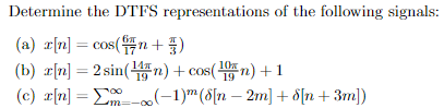 Solved Determine the DTFS representations of the following | Chegg.com