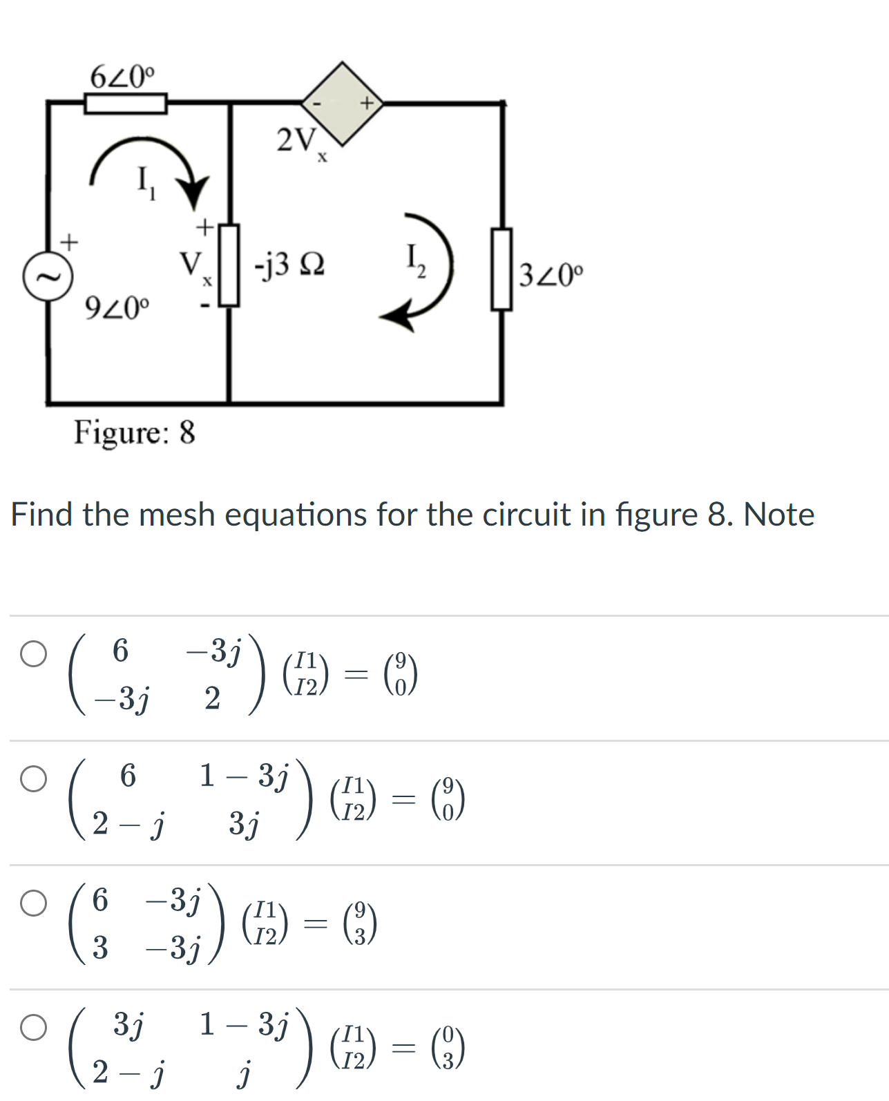 Solved Find the mesh equations for the circuit in figure 8. | Chegg.com