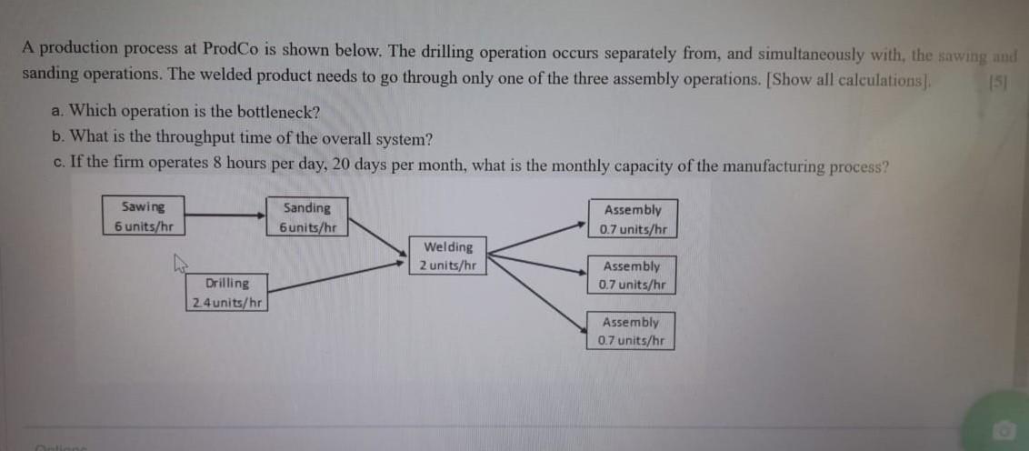 Solved A production process at ProdCo is shown below. The | Chegg.com