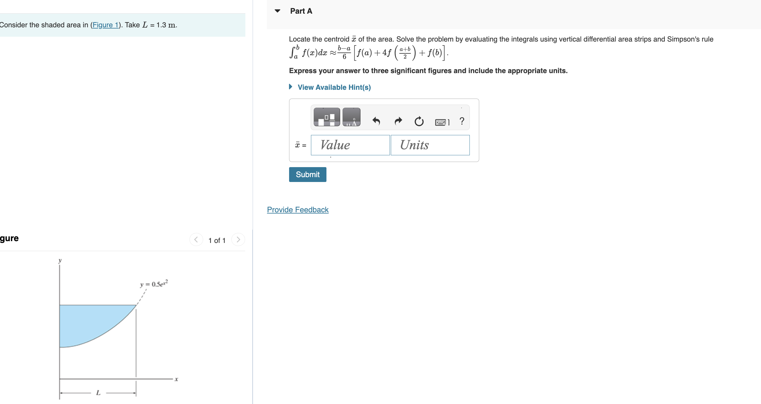 Solved Consider the shaded area in (Figure 1). Take L=1.3 m. | Chegg.com