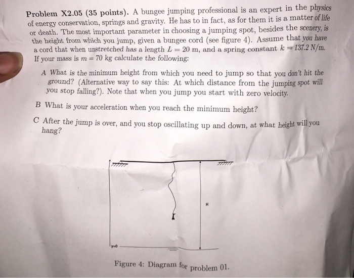 Solved Problem X2.05 (35 points). A bungee jumping | Chegg.com
