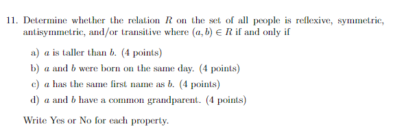 Solved 1. Determine whether the relation R on the set of all | Chegg.com