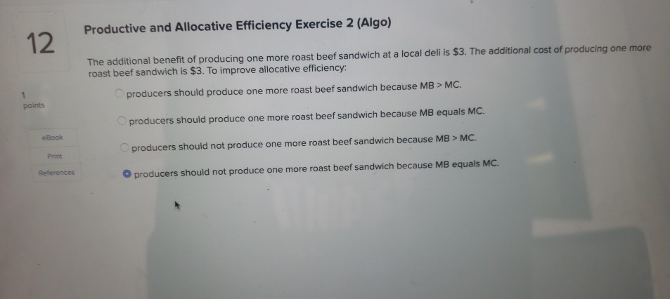 Solved Productive and Allocative Efficiency Exercise 2 | Chegg.com