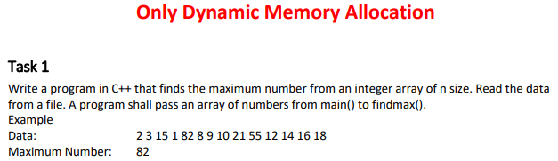 Solved Only Dynamic Memory Allocation Task 1 Write a program | Chegg.com