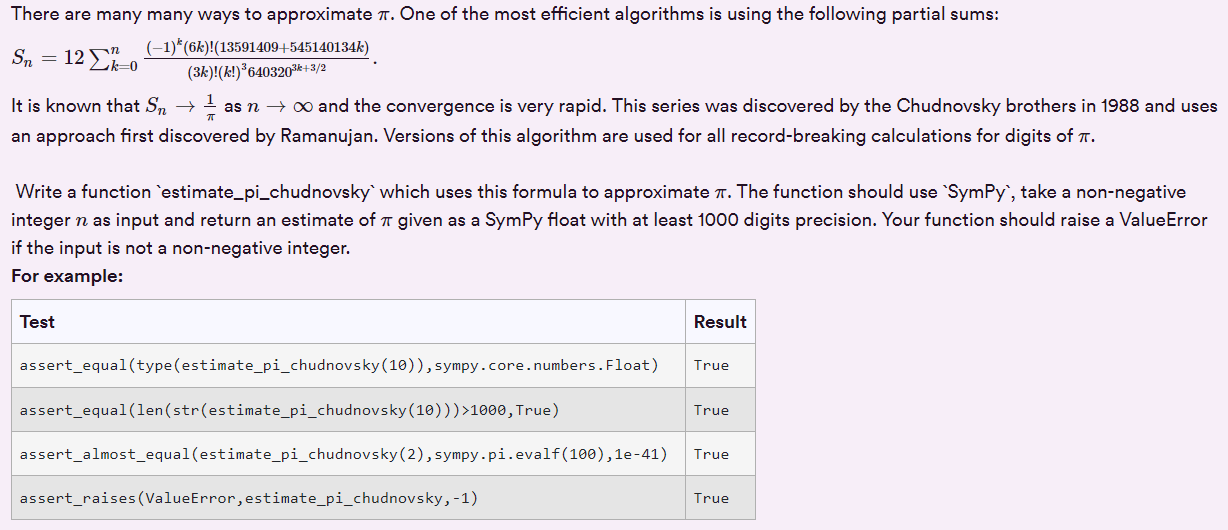 Solved There are many many ways to approximate π. One of the | Chegg.com