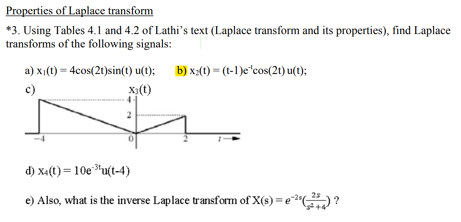 Solved Properties of Laplace transform *3. Using Tables 4.1 | Chegg.com