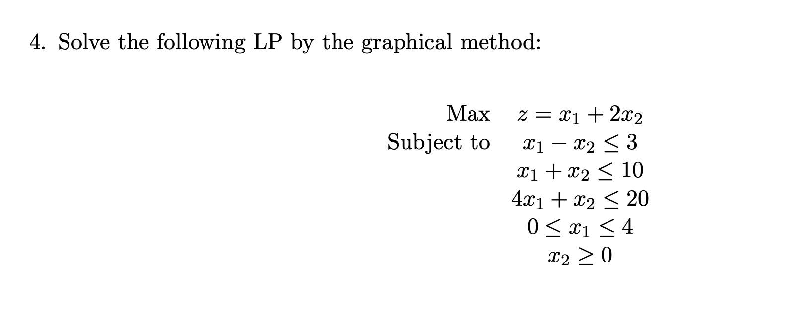 Solved 4. Solve the following LP by the graphical method: | Chegg.com