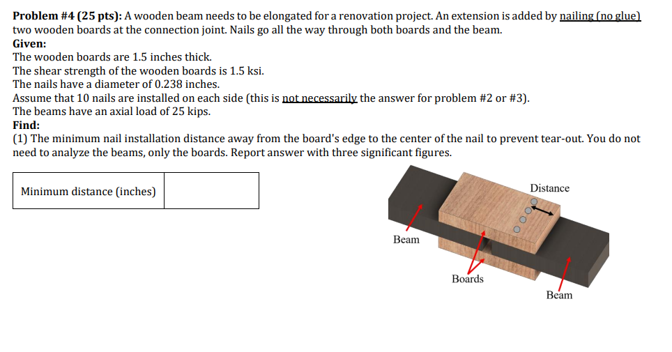 Solved Problem #4 (25 ﻿pts): A wooden beam needs to be | Chegg.com