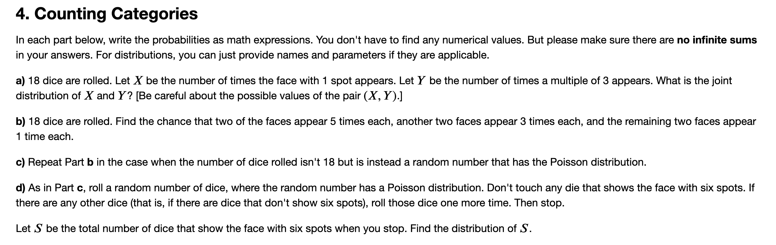 Solved 4. Counting Categories In each part below, write the | Chegg.com