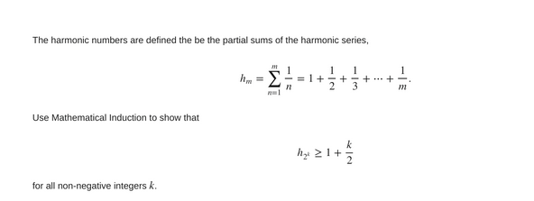 Solved The harmonic numbers are defined the be the partial | Chegg.com