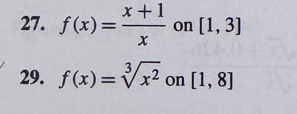 Solved f(x)=x+1x on 1,3f(x)=x23 on 1,8 | Chegg.com Solved f(x)=x+1x on 1,3f(x)=x23 on 1,8 | Chegg.com