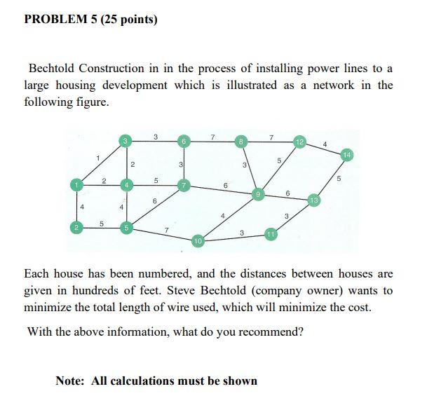 Solved PROBLEM 5 (25 points) Bechtold Construction in in the | Chegg.com