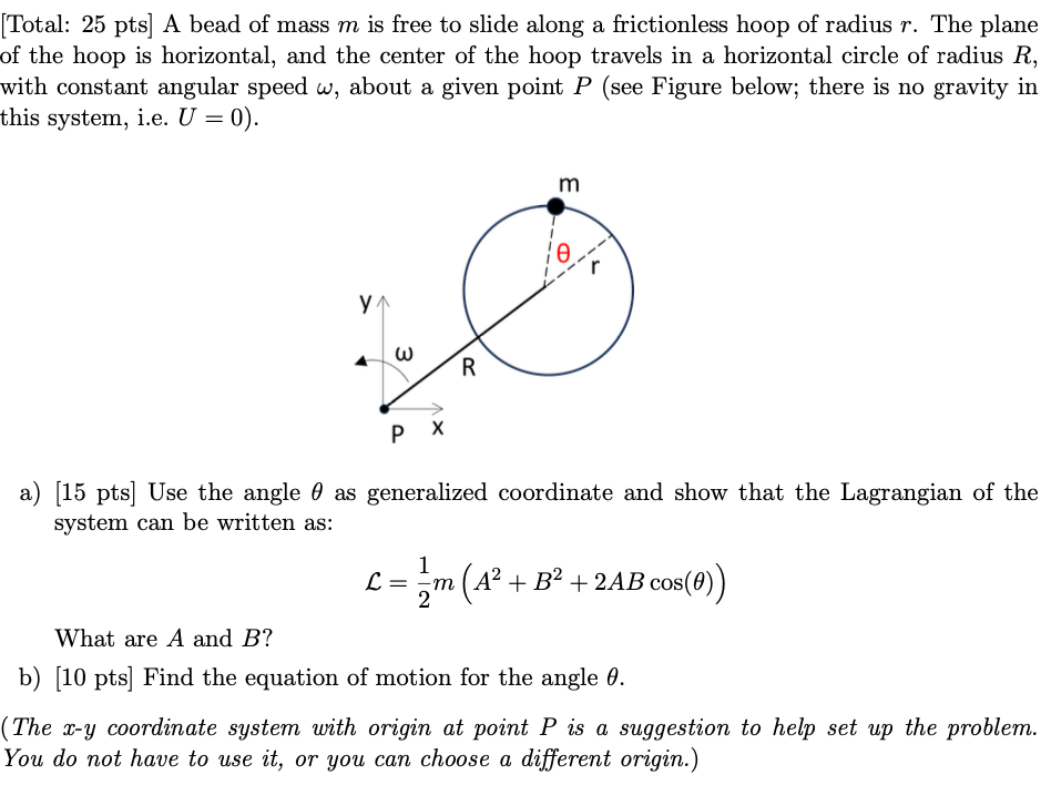Solved Total: 25pts ] A bead of mass m is free to slide | Chegg.com
