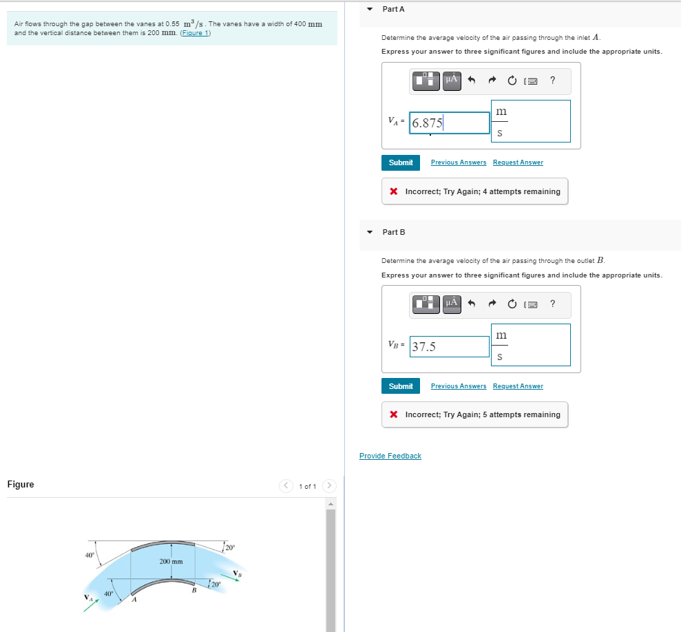 Solved Air flows through the gap between the vanes at | Chegg.com