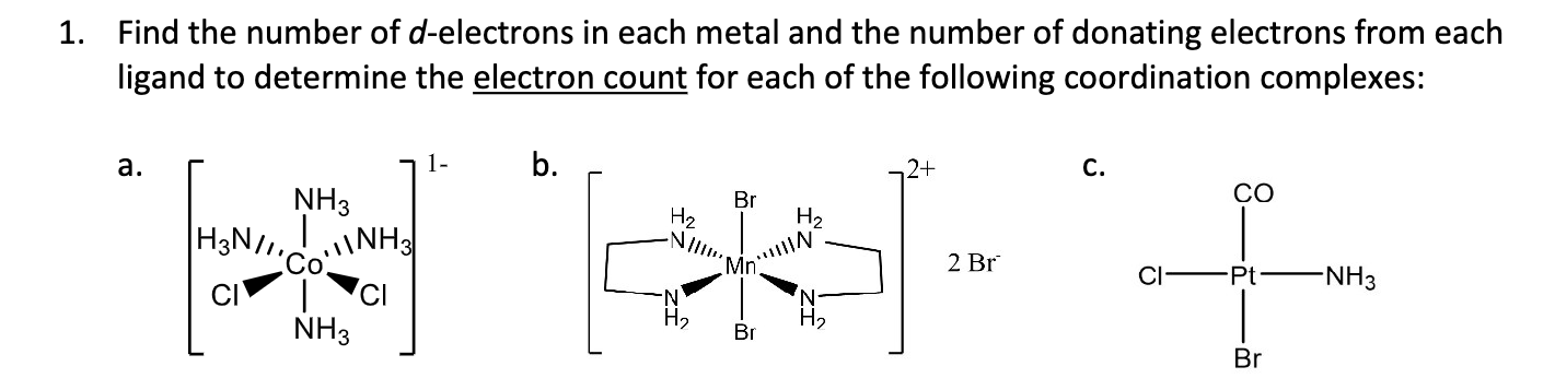 Solved 1. Find the number of d-electrons in each metal and | Chegg.com