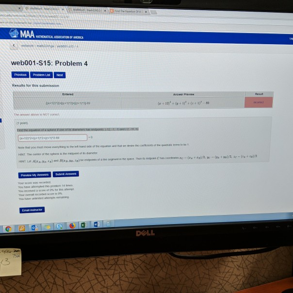 Solved MAA MATHEMATICAL ASSOCIATION OF AMERICA web001-S15: | Chegg.com