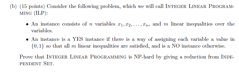 Solved (b) ( 15 points) Consider the following problem, | Chegg.com