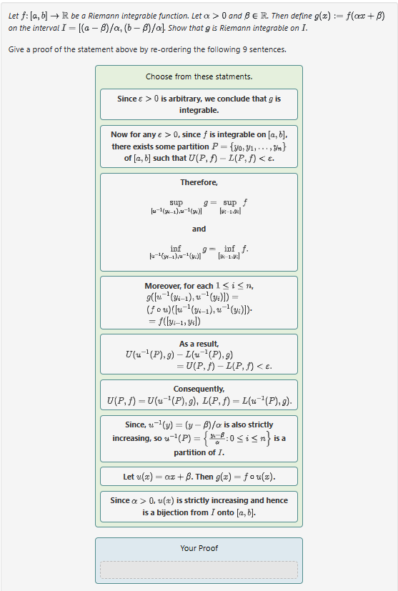Solved Let f:[a,b]→R be a Riemann integrable function. Let | Chegg.com