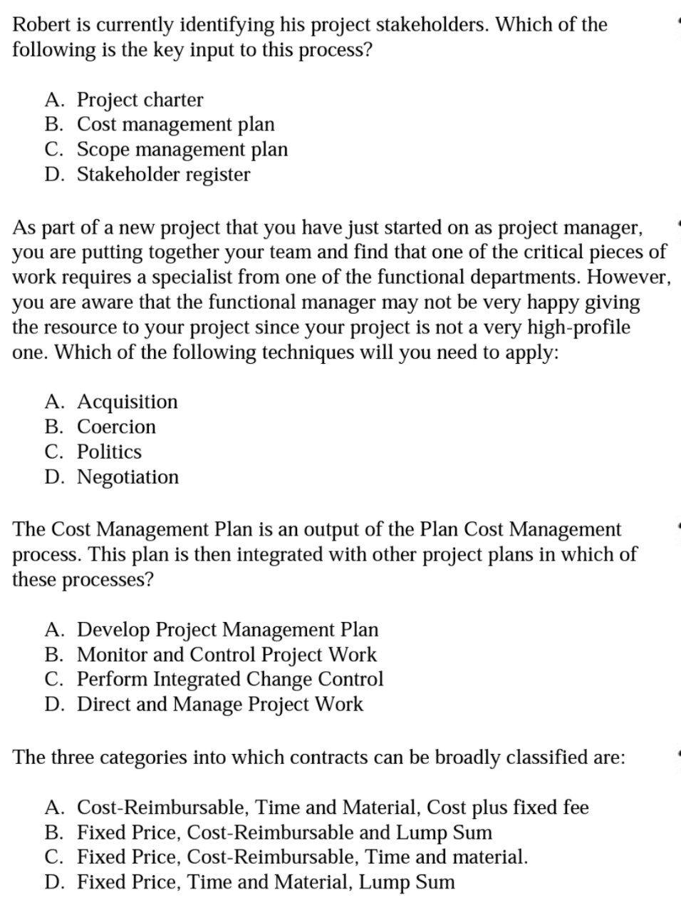 Solved Robert is currently identifying his project | Chegg.com