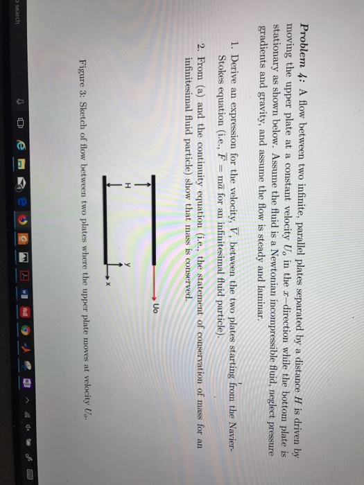 Solved Problem 4: A flow between two infinite, parallel | Chegg.com