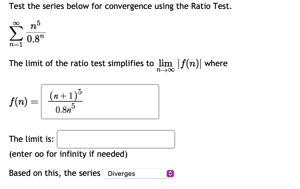 Solved Test the series below for convergence using the Ratio | Chegg.com