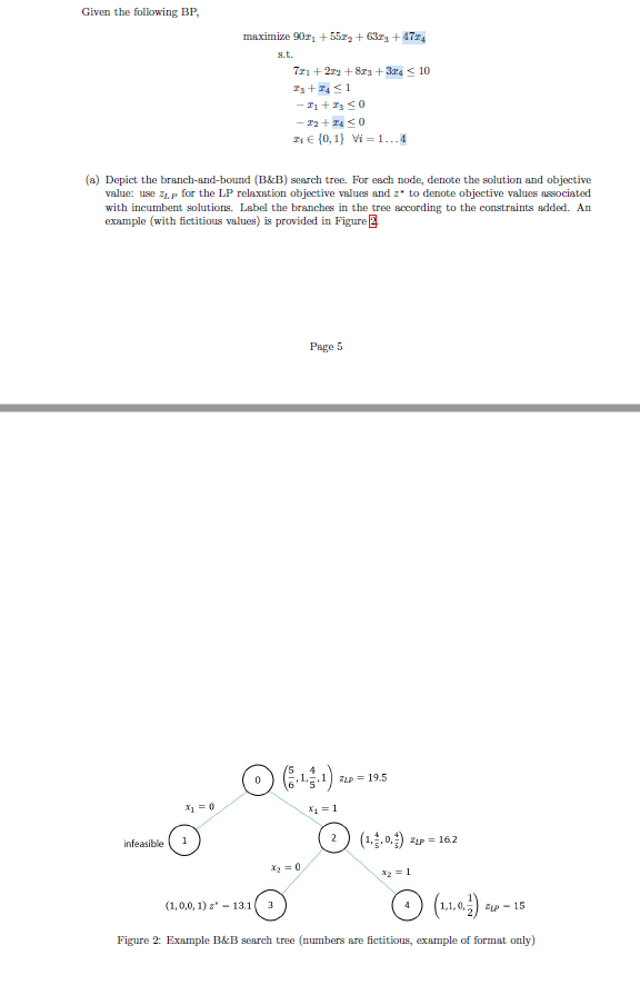 Solved Question 5: Binary Programming Given the following | Chegg.com