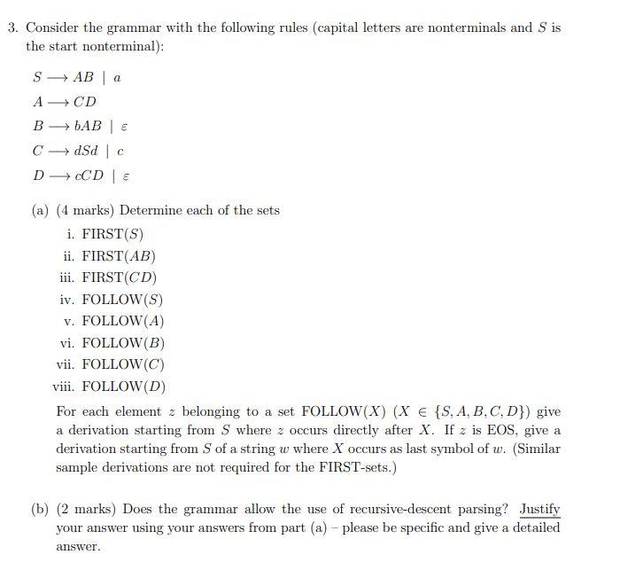 Solved 3. Consider the grammar with the following rules | Chegg.com