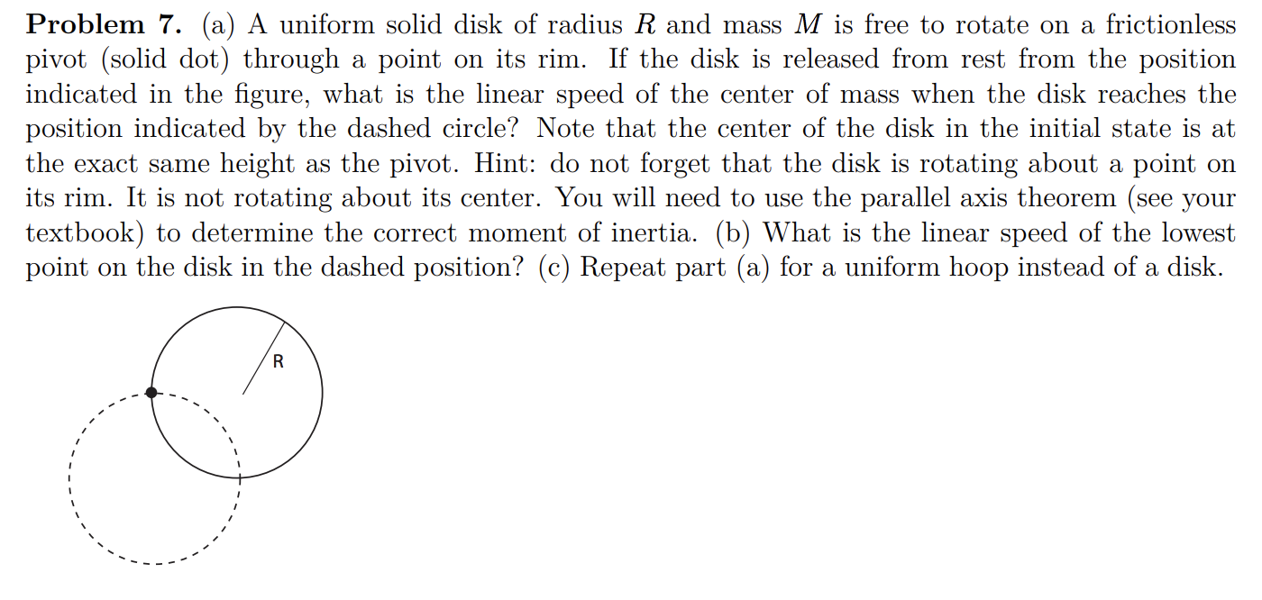 Solved Problem 7. (a) A uniform solid disk of radius R and | Chegg.com