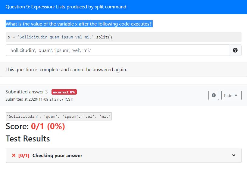 Solved Question 9 Expression Lists Produced By Split 