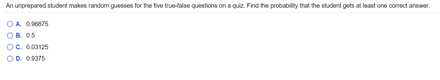 Solved An unprepared student makes random guesses for the | Chegg.com