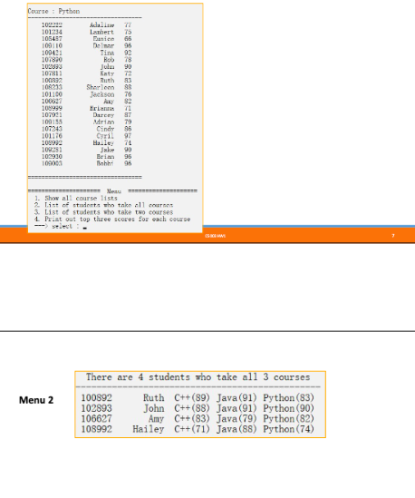 The following three files store students' ids, names, | Chegg.com
