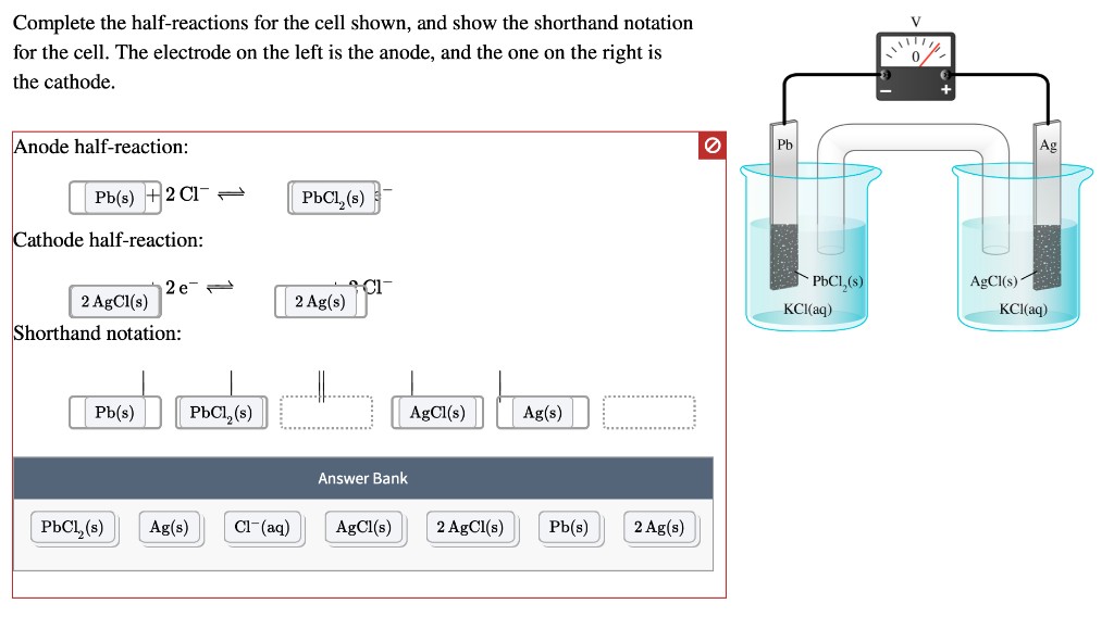 Solved Complete the half-reactions for the cell shown, and | Chegg.com