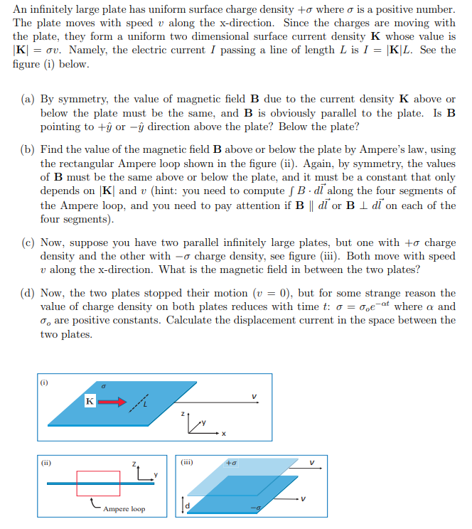 Solved An infinitely large plate has uniform surface charge | Chegg.com