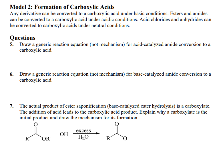 Solved Model 2: Formation of Carboxylic Acids Any derivative | Chegg.com