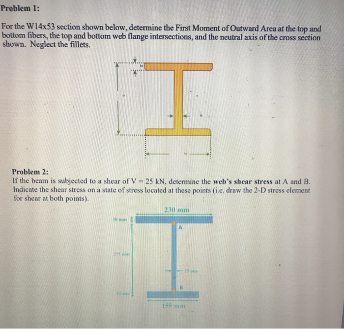 Solved Problem 1: For the W14x53 section shown below, | Chegg.com