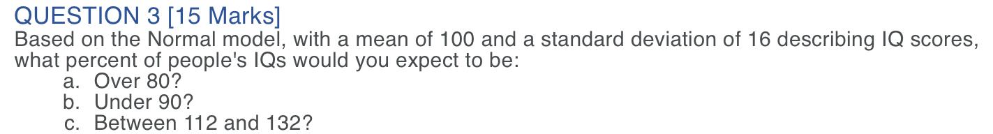 Solved QUESTION 3 [15 Marks] Based on the Normal model, with | Chegg.com