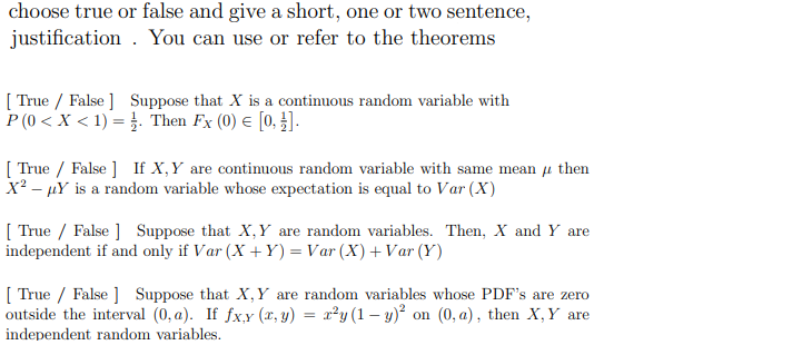 Solved choose true or false and give a short, one or two | Chegg.com